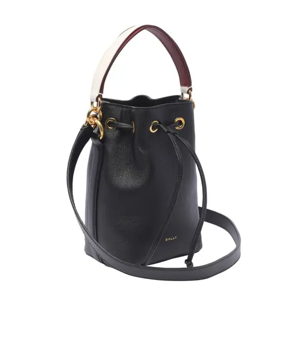 Bally Logo Printed Drawstring Bucket Bag - Black