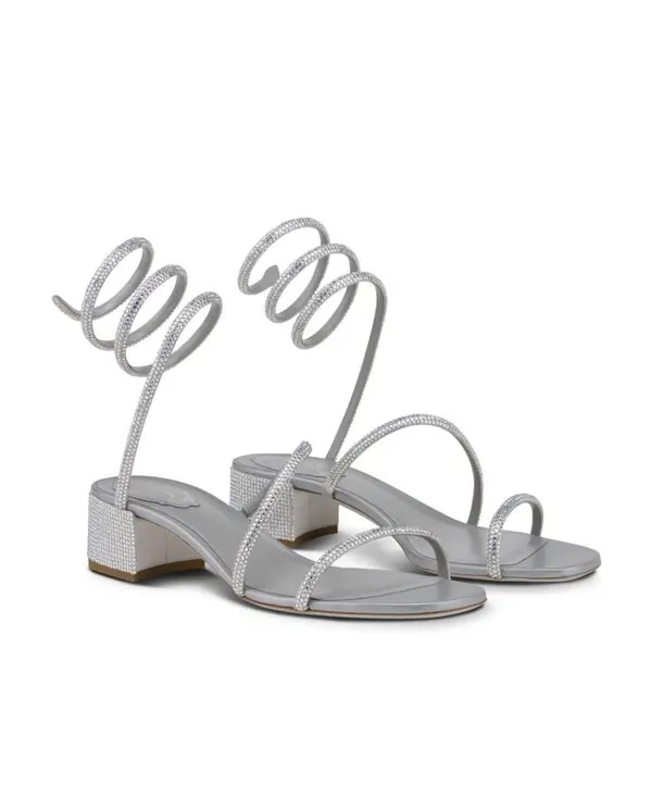 Rene Caovilla Cleo 45mm Rhinestone Embellished Sandals - Gray