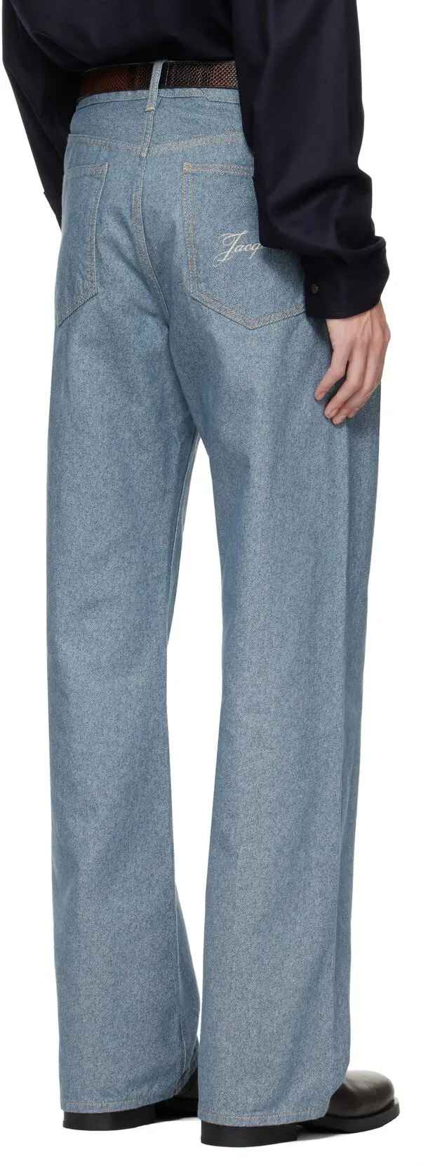 Jacquemus Logo Embroidered Straight-leg Jeans - Blue