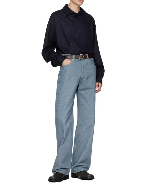 Jacquemus Logo Embroidered Straight-leg Jeans - Blue