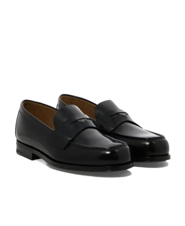 Prada Loafers With Triangular Logo - Black