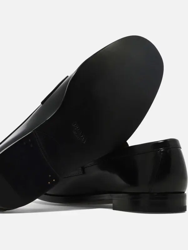 Prada Loafers With Triangular Logo - Black