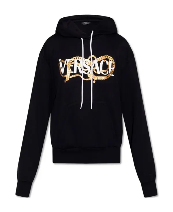 Versace Logo Print Drawstring Hoodie