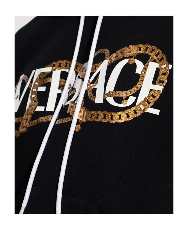 Versace Logo Print Drawstring Hoodie