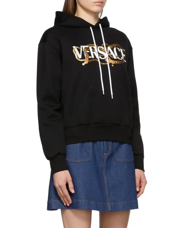Versace Logo Print Drawstring Hoodie