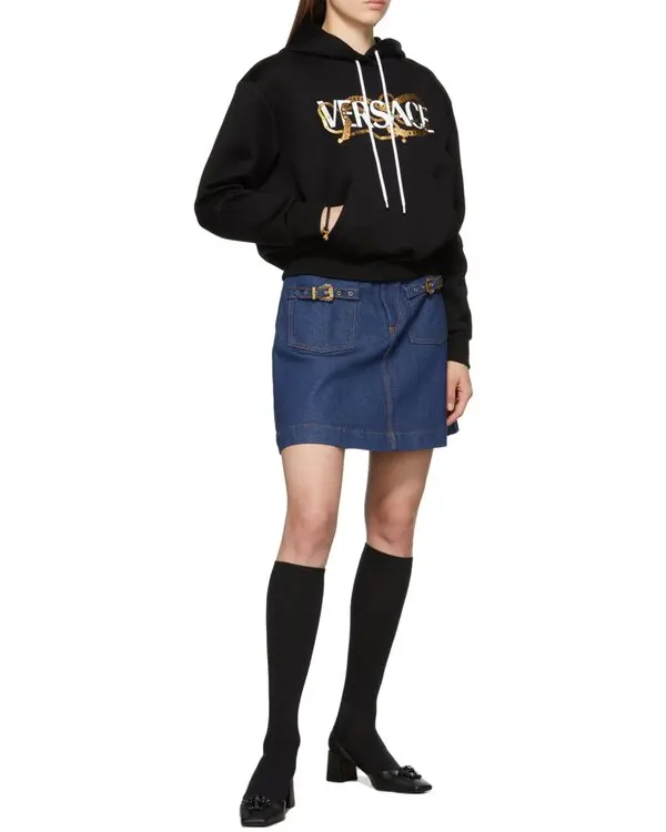 Versace Logo Print Drawstring Hoodie