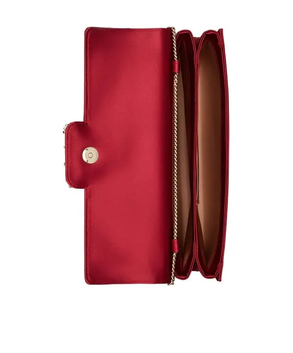 ROGER VIVIER Efflorescence Clutch In Satin - Red