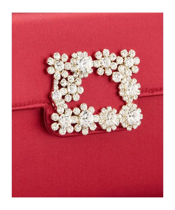 ROGER VIVIER Efflorescence Clutch In Satin - Red