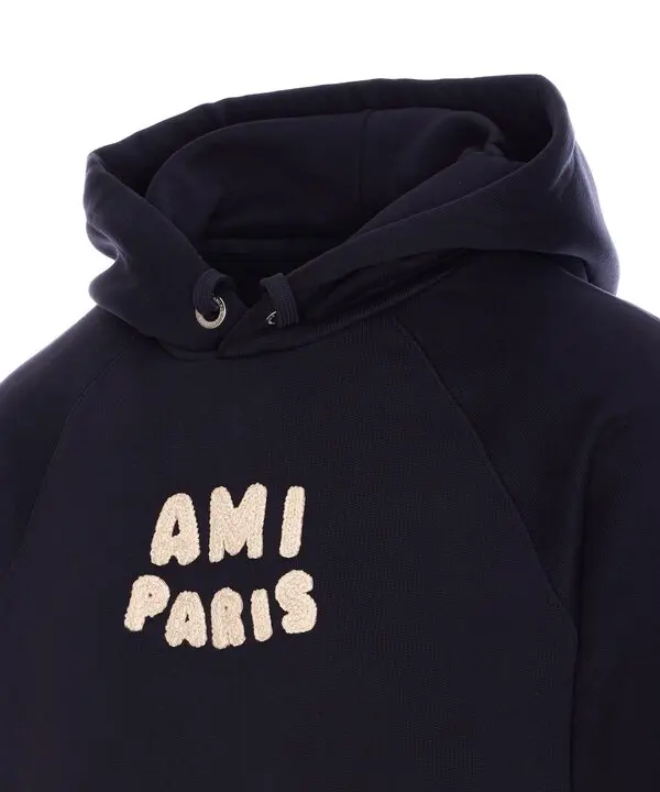 AMI Paris De Coeur Logo Patch Drawstring Hoodie