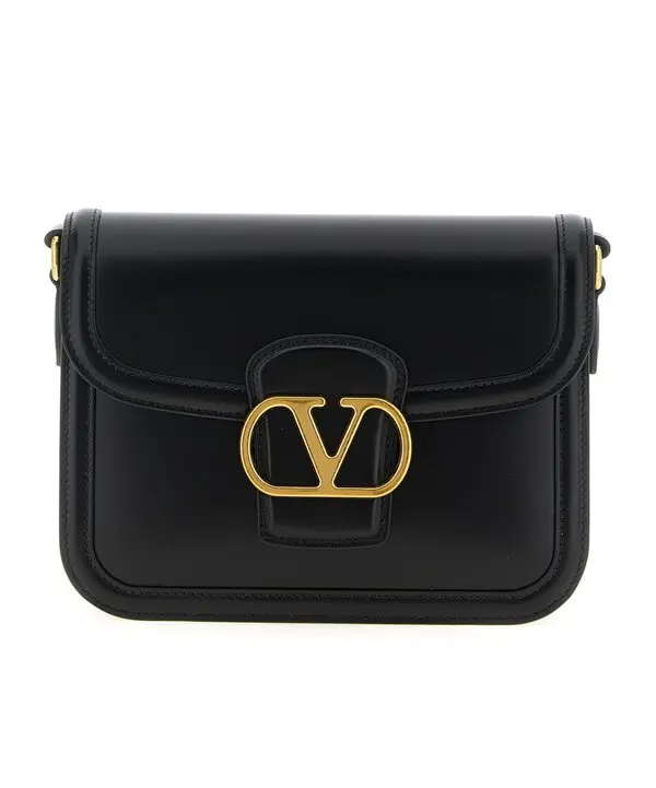 Valentino Garavani Vlogo Signature Foldover Top Shoulder Bag - Black