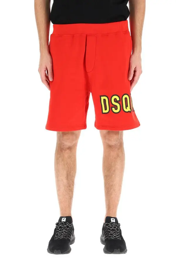Dsquared2 Logo Print Cotton Shorts