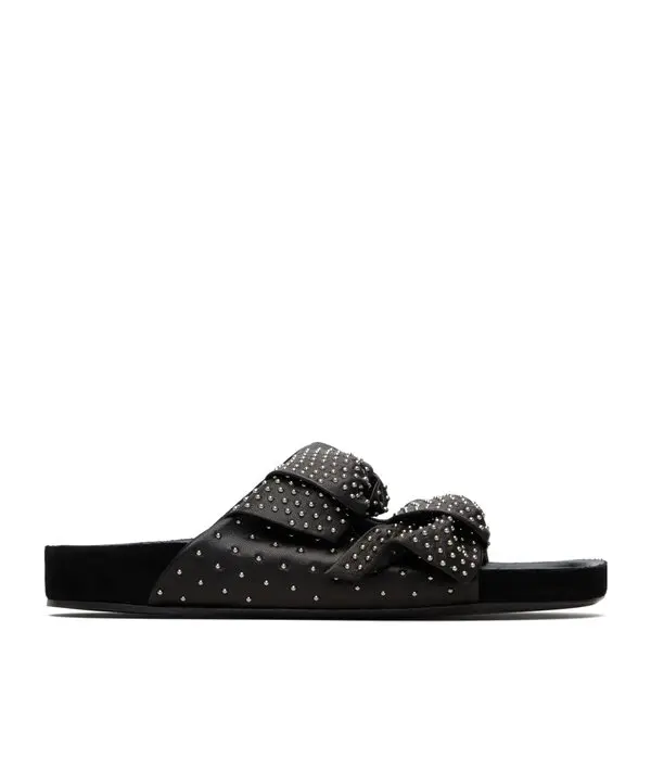 Isabel Marant Étoile Lennyo Bow Studded Slides - Blacksilver