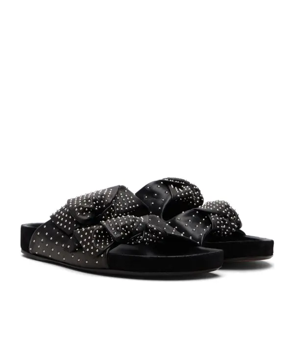 Isabel Marant Étoile Lennyo Bow Studded Slides - Blacksilver
