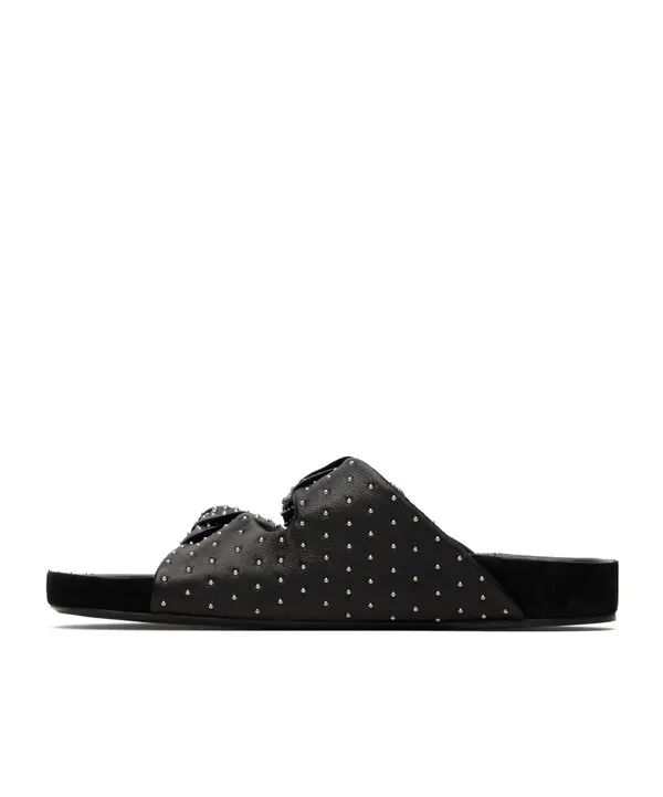 Isabel Marant Étoile Lennyo Bow Studded Slides - Blacksilver