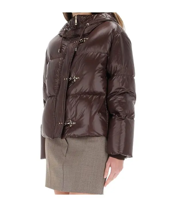 FAY Hooded Down Jacket With Toggle Fastening - Brown