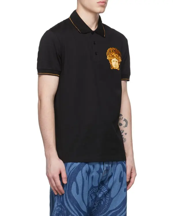 Versace Medusa Head Short-sleeved Polo Shirt - Black