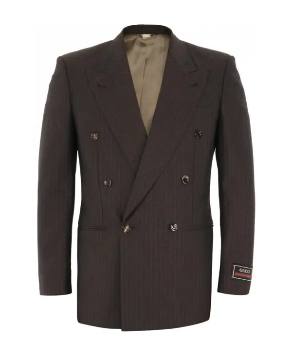 Gucci Houndstooth Stripe Double-breasted Jacket - Brown