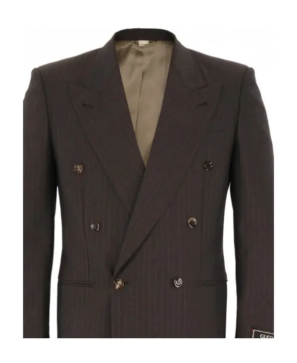 Gucci Houndstooth Stripe Double-breasted Jacket - Brown