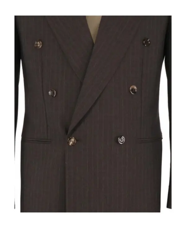 Gucci Houndstooth Stripe Double-breasted Jacket - Brown