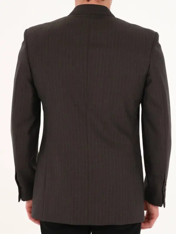 Gucci Houndstooth Stripe Double-breasted Jacket - Brown