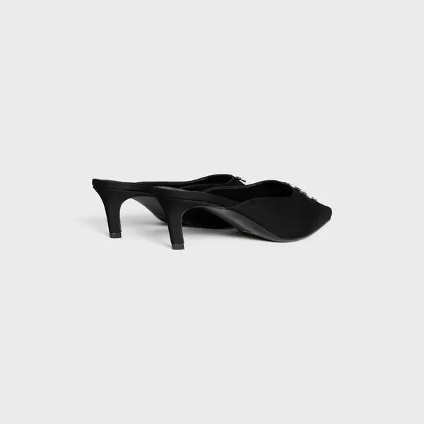 Celine Alma Triomphe Mule In Gros-grain Fabric - Black