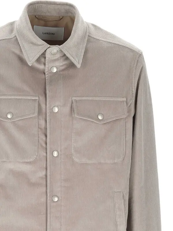 LARDINI Long Sleeved Snapped Corduroy Overshirt - Nude