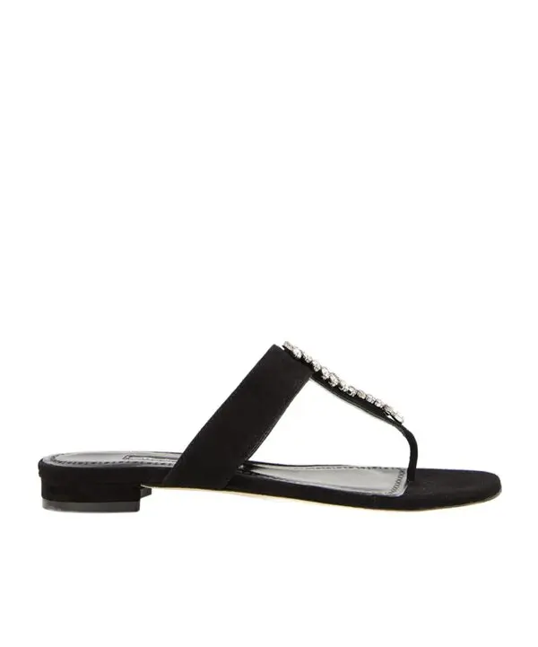 Manolo Blahnik Crystal Embellished Flat Sandals