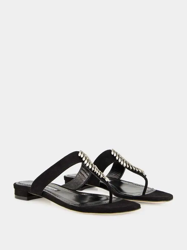 Manolo Blahnik Crystal Embellished Flat Sandals
