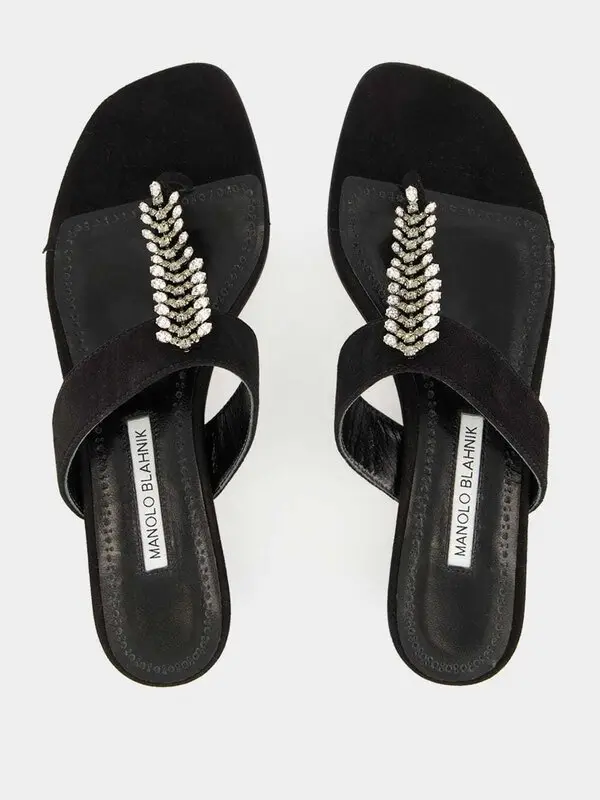 Manolo Blahnik Crystal Embellished Flat Sandals