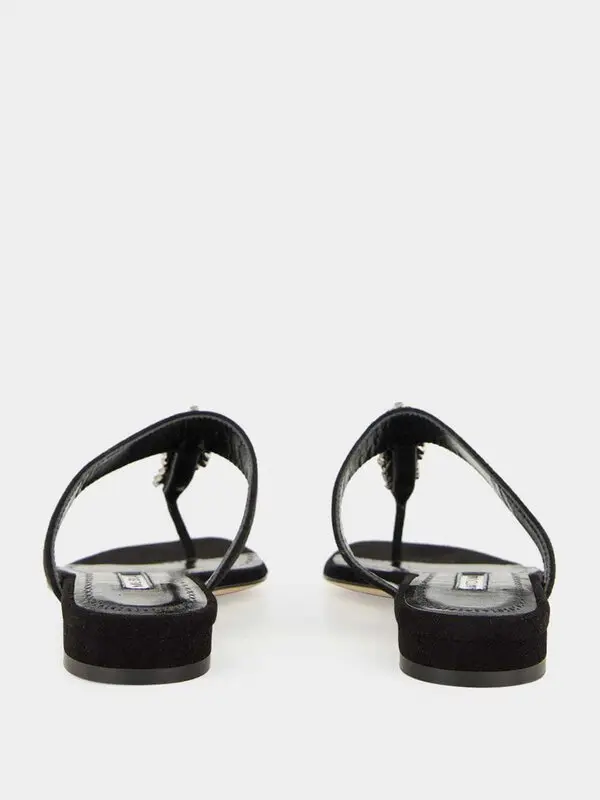 Manolo Blahnik Crystal Embellished Flat Sandals