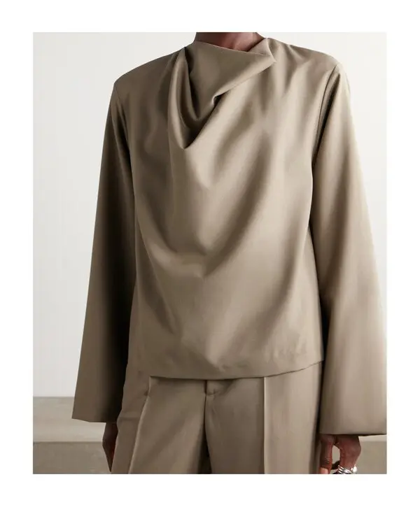 RÓHE Long Sleeve Top With Layered Draped Collar