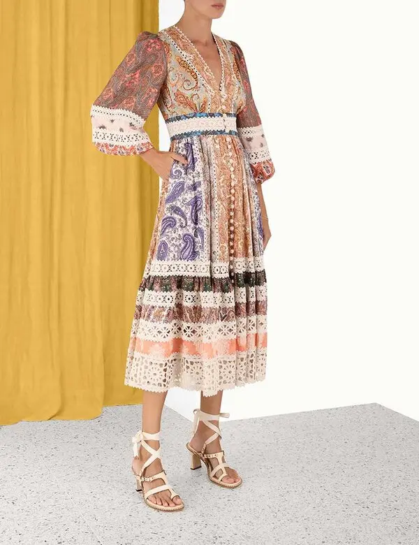 Zimmermann Floral Print V-neck Midi Dress