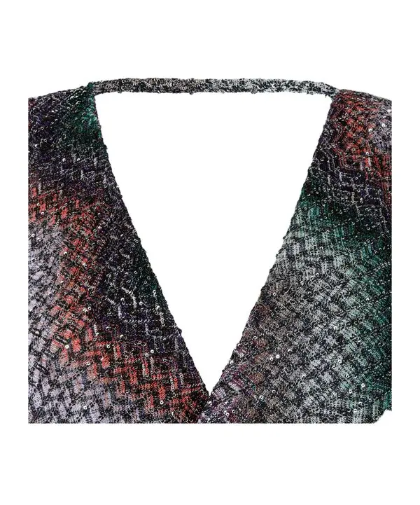 Missoni Sleeveless Embellished Zigzag Top - Gray