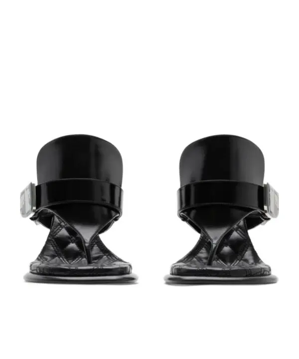 Burberry Bay Equestrian Knight Motif Sandals - Black