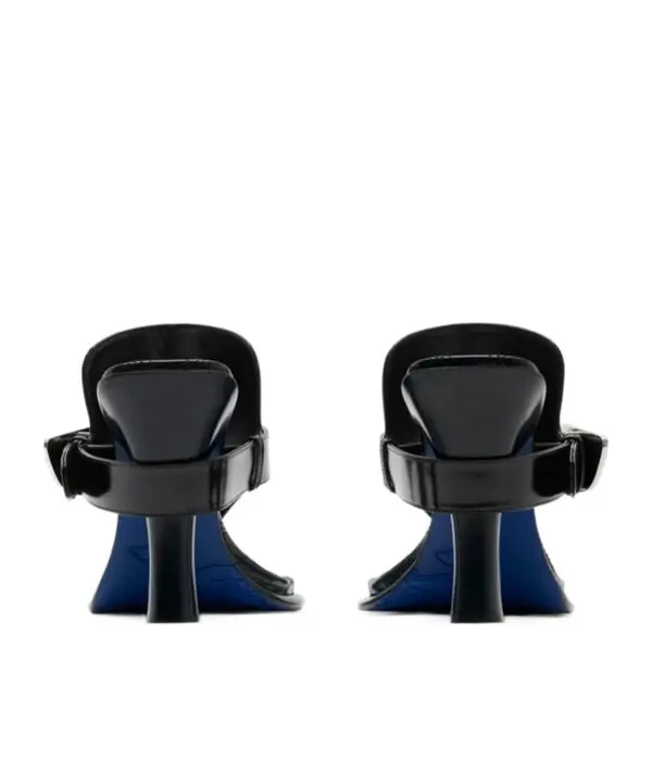 Burberry Bay Equestrian Knight Motif Sandals - Black