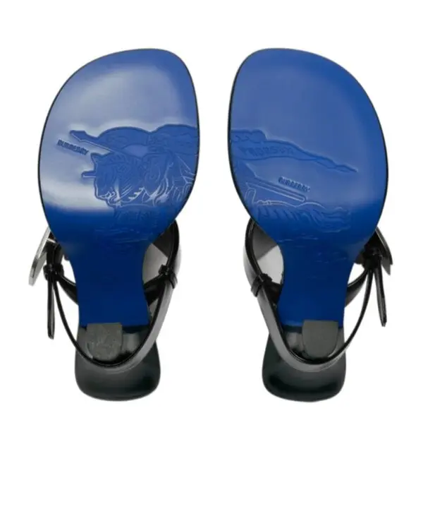 Burberry Bay Equestrian Knight Motif Sandals - Black
