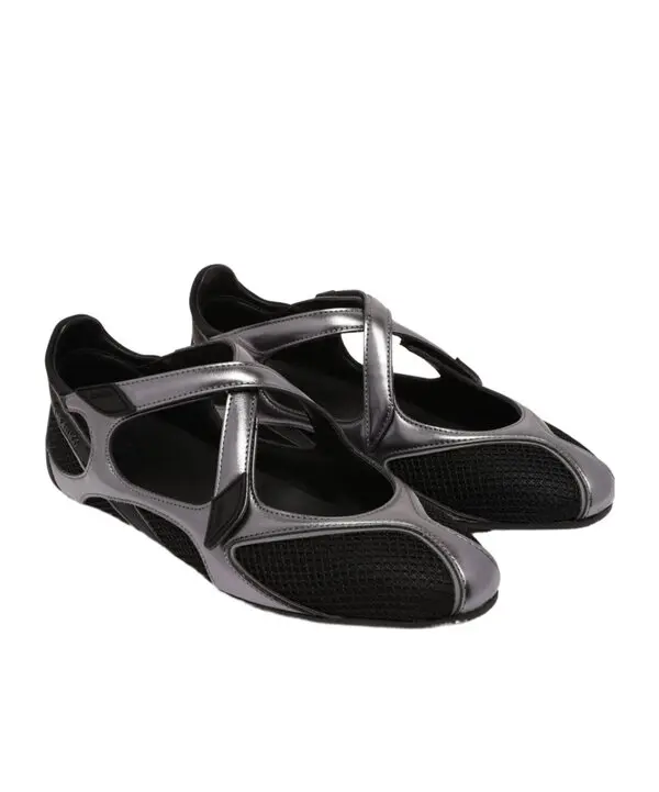 Attico Floor 01 Criss-cross Ballet Flat - Black/grey