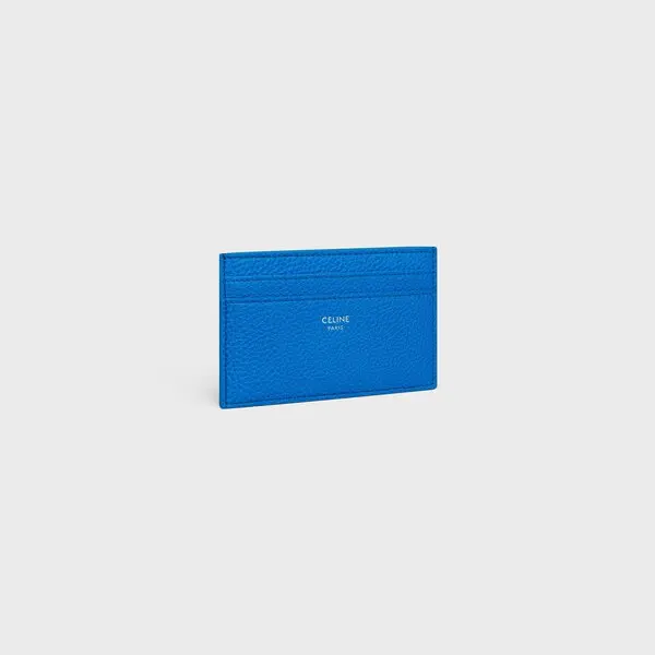 Celine Card Holder In Grained Calfskin - Blue