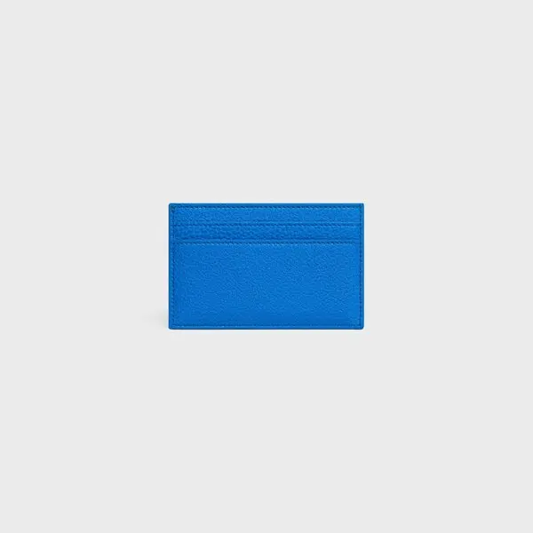 Celine Card Holder In Grained Calfskin - Blue