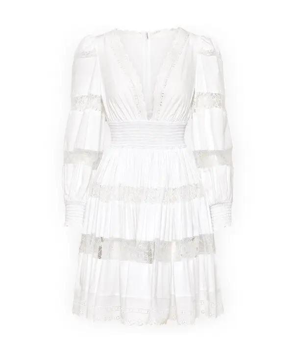 Dolce & Gabbana Lace Detailed Poplin Mini Dress - No