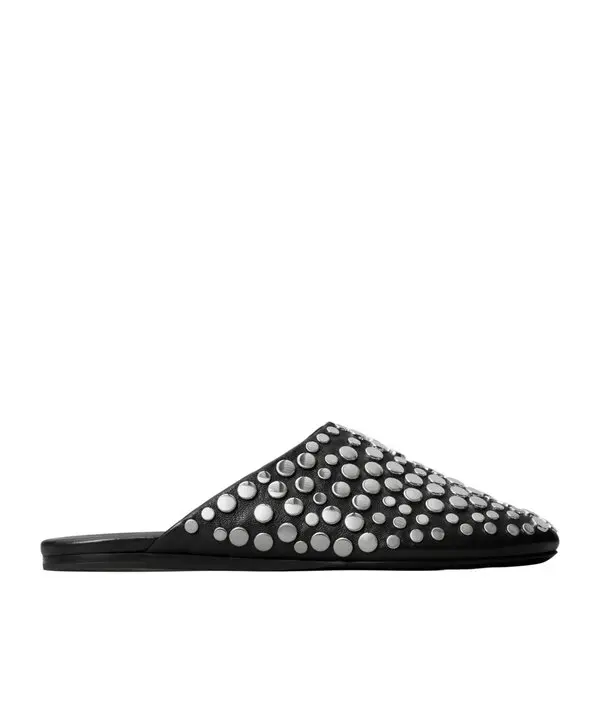 Tory Burch Studded Round-toe Mules - Perfect Black/silver