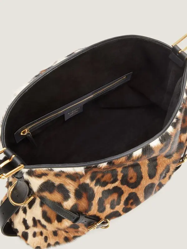 Givenchy Leopard Printed Medium Voyou Bag - Black/beige
