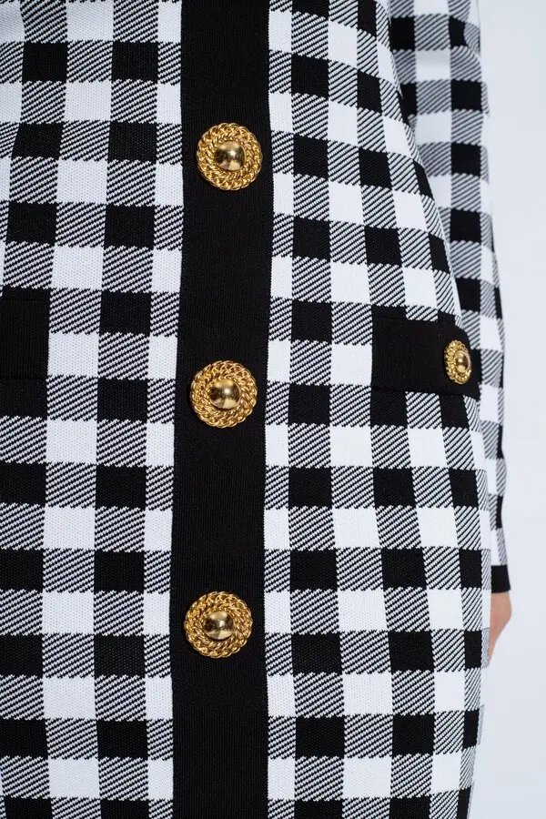 Balmain Gingham Fine Knit Dress