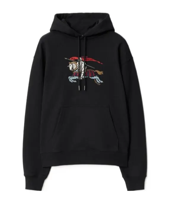Burberry Equestrian Knight Cotton Hoodie - Black
