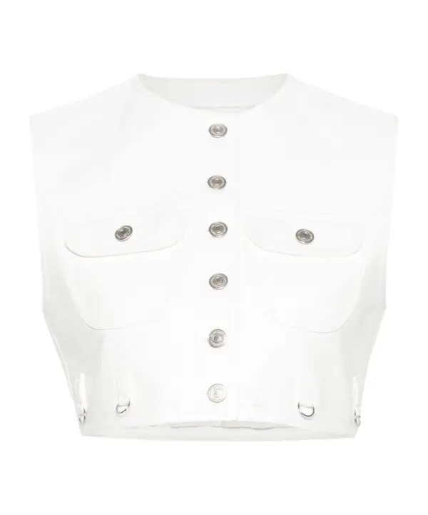 COURREGES Cropped Denim Vest - White