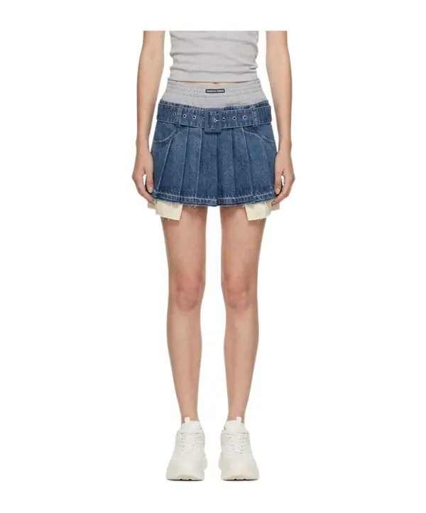 Marissa Chiara Pleated Denim Skirt