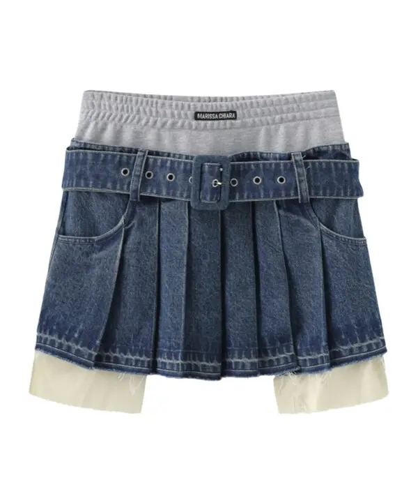 Marissa Chiara Pleated Denim Skirt