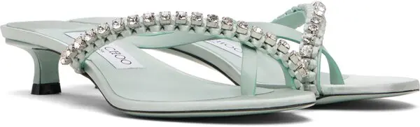 JIMMY CHOO Dila 35 Embellished Thong Sandals - Gray