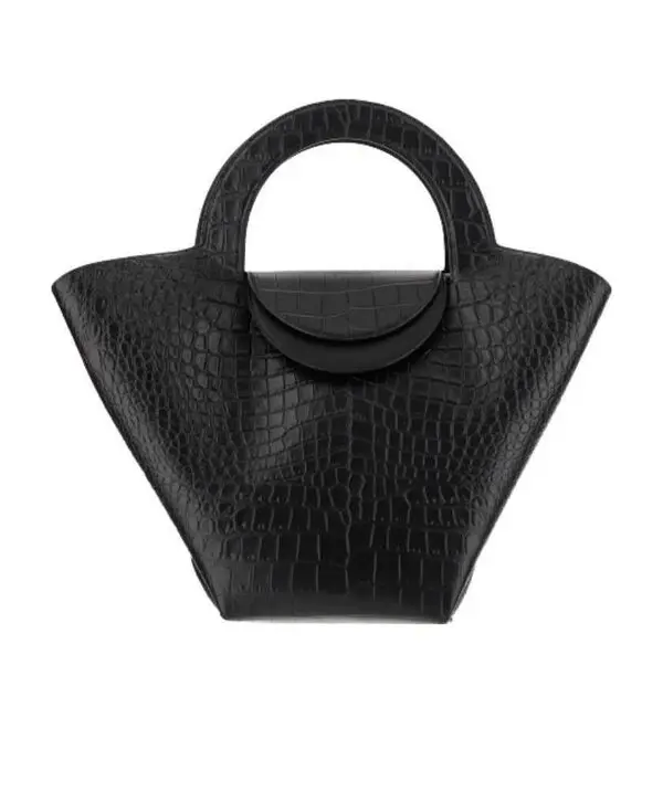 Bottega Veneta Embossed Leather Top Handle Tote Bag - Black
