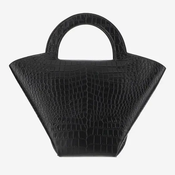 Bottega Veneta Embossed Leather Top Handle Tote Bag - Black